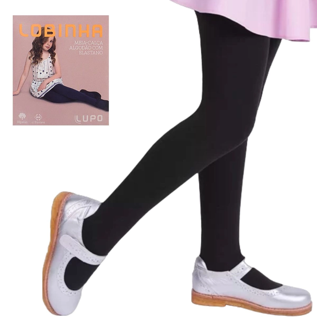 Meia Calça Lobinha Lupo Infantil Fio 80 Lisa Opaca Algodão Com Elastano ...