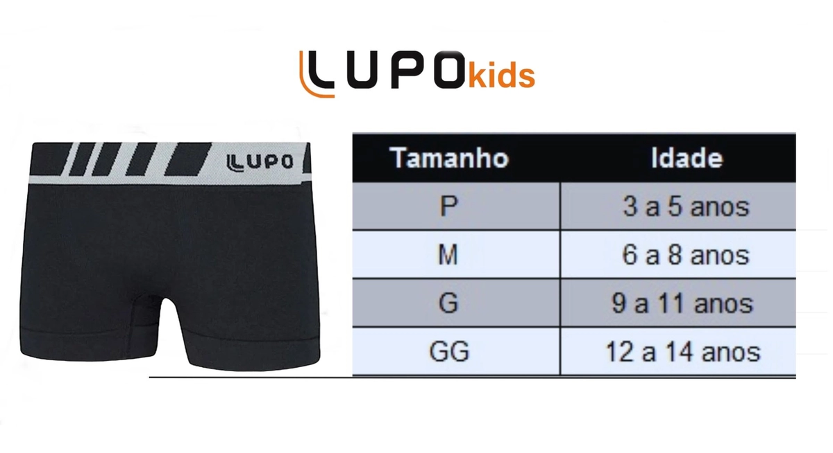 Cueca Lupo Kids Boxer Infantil Microfibra Sem Costura - Cueca Lupo Kids ...